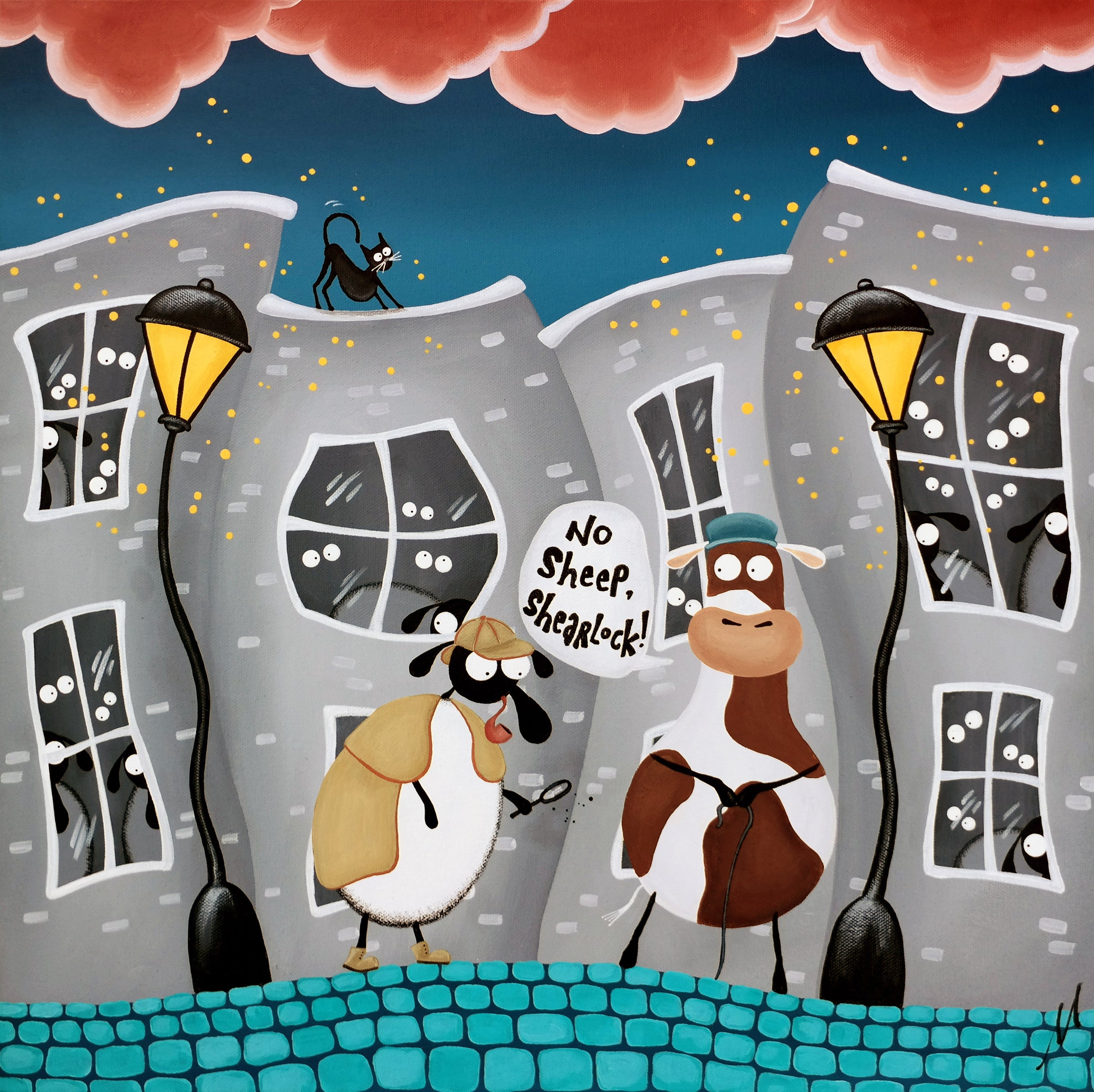 Delve into Merv’s world of whimsical humour sheep art – Mervyn Tay Art